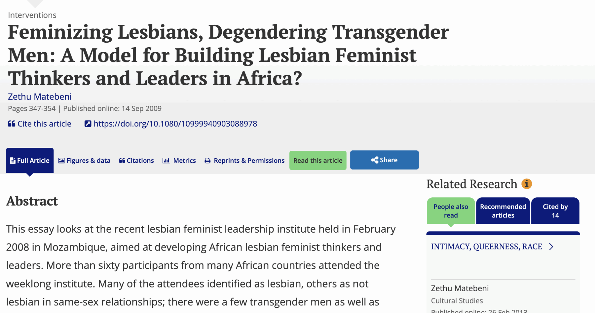 Feminizing Lesbians, Degendering Transgender Men: A Model for Building ...